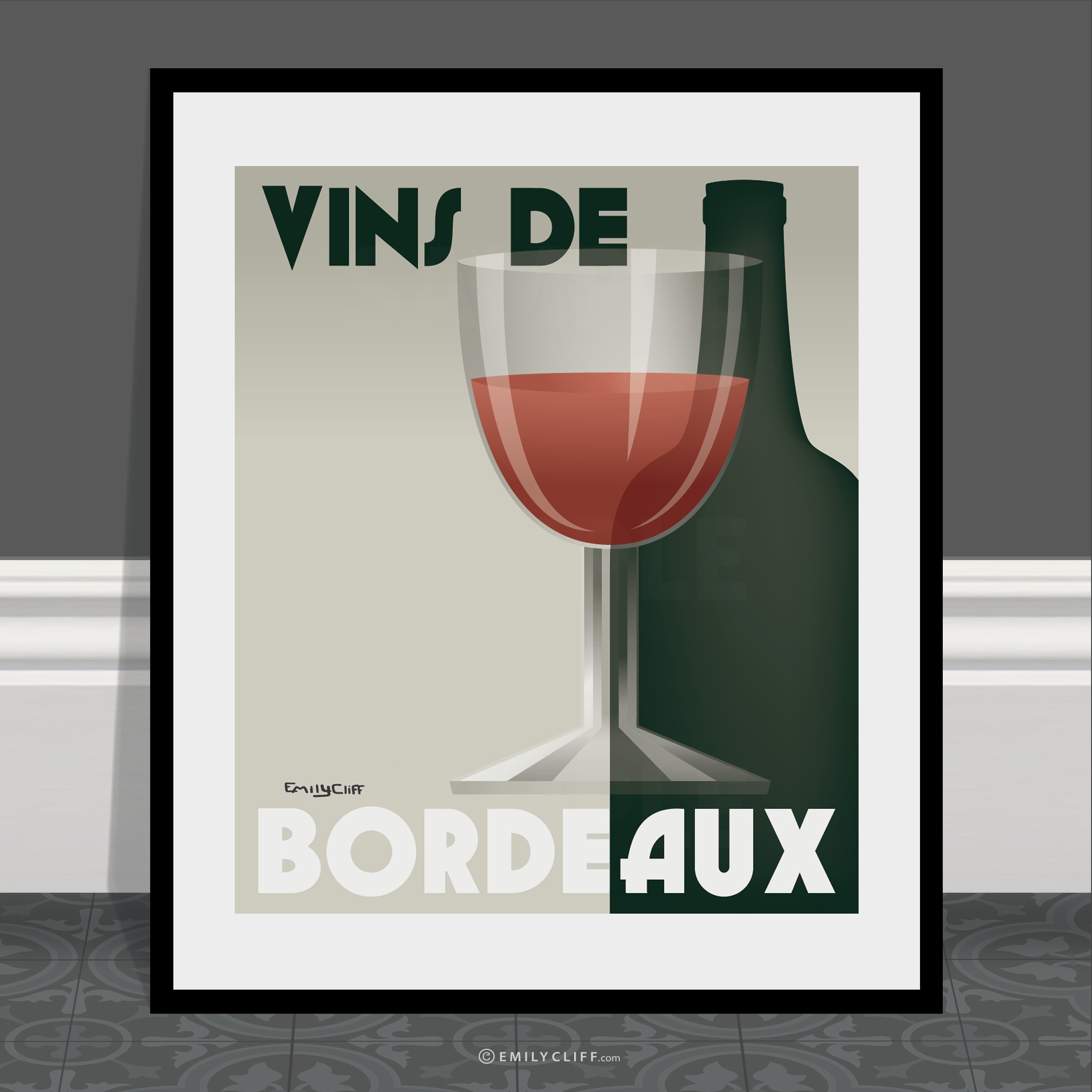 Wine Poster Print Wall Art, of the Bordeaux Region in France, Glass of ...