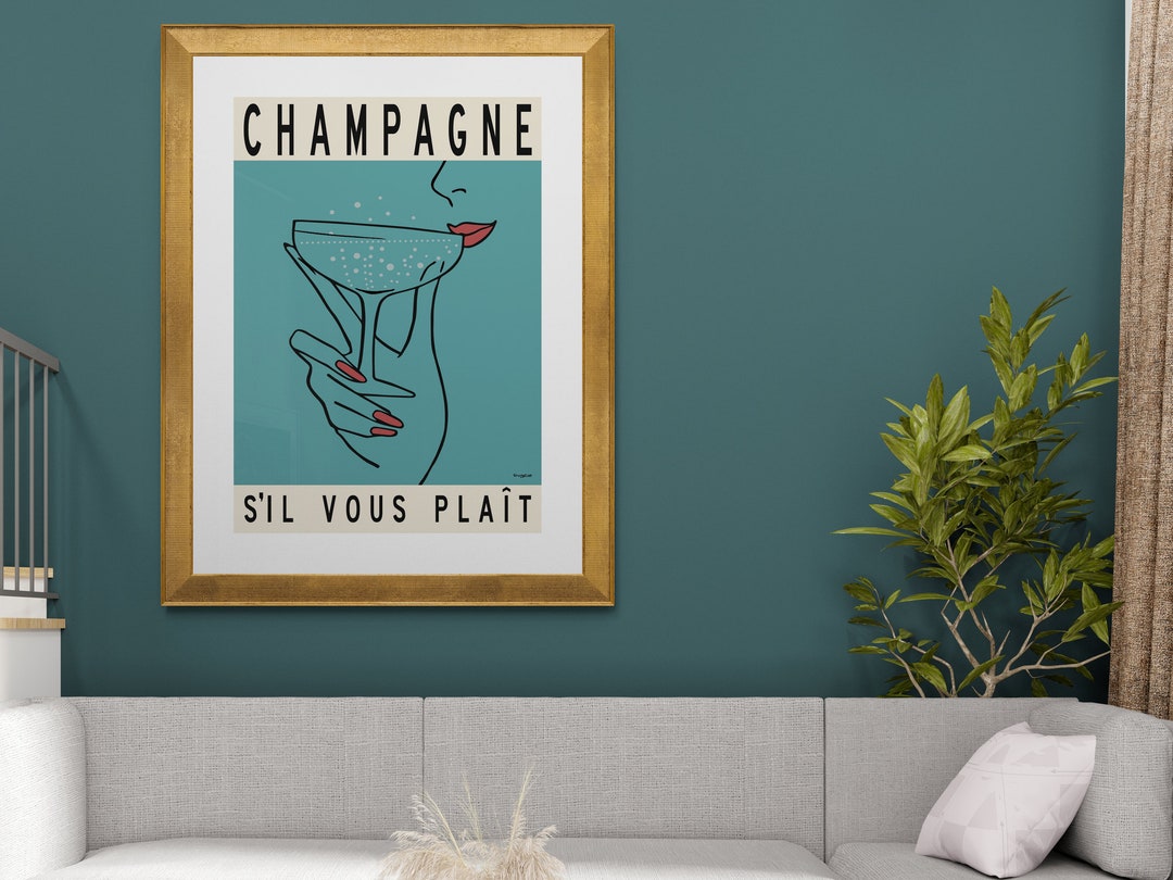 Champagne Poster, Print, Wall Art, Champagne Print, Vintage Champagne ...