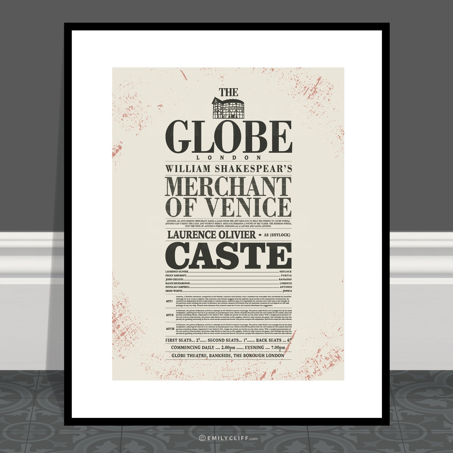 Shakespeare's Globe Theatre Vintage Poster Wall Art - Etsy