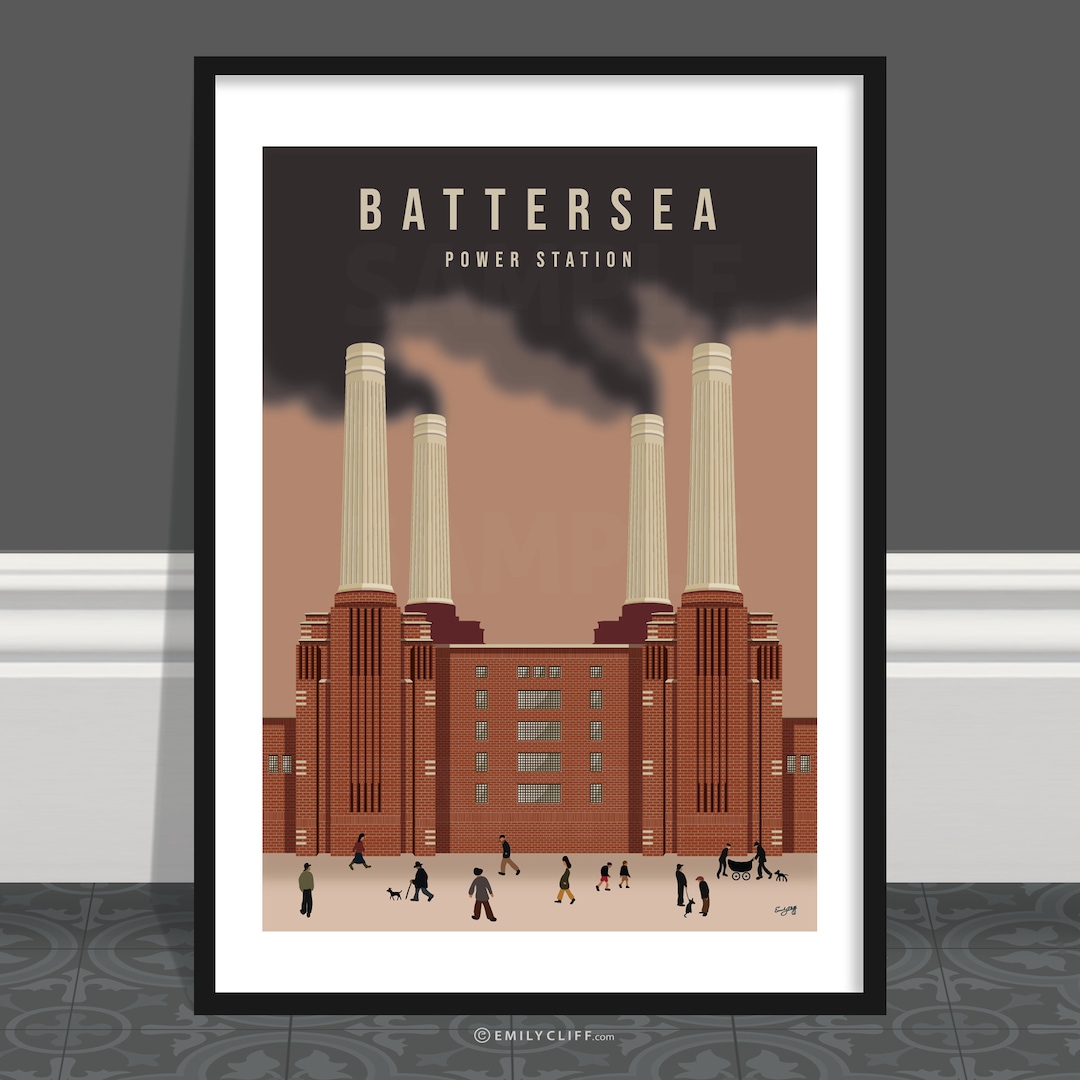 Battersea Power Station Print: Vintage London Retro Poster - Etsy
