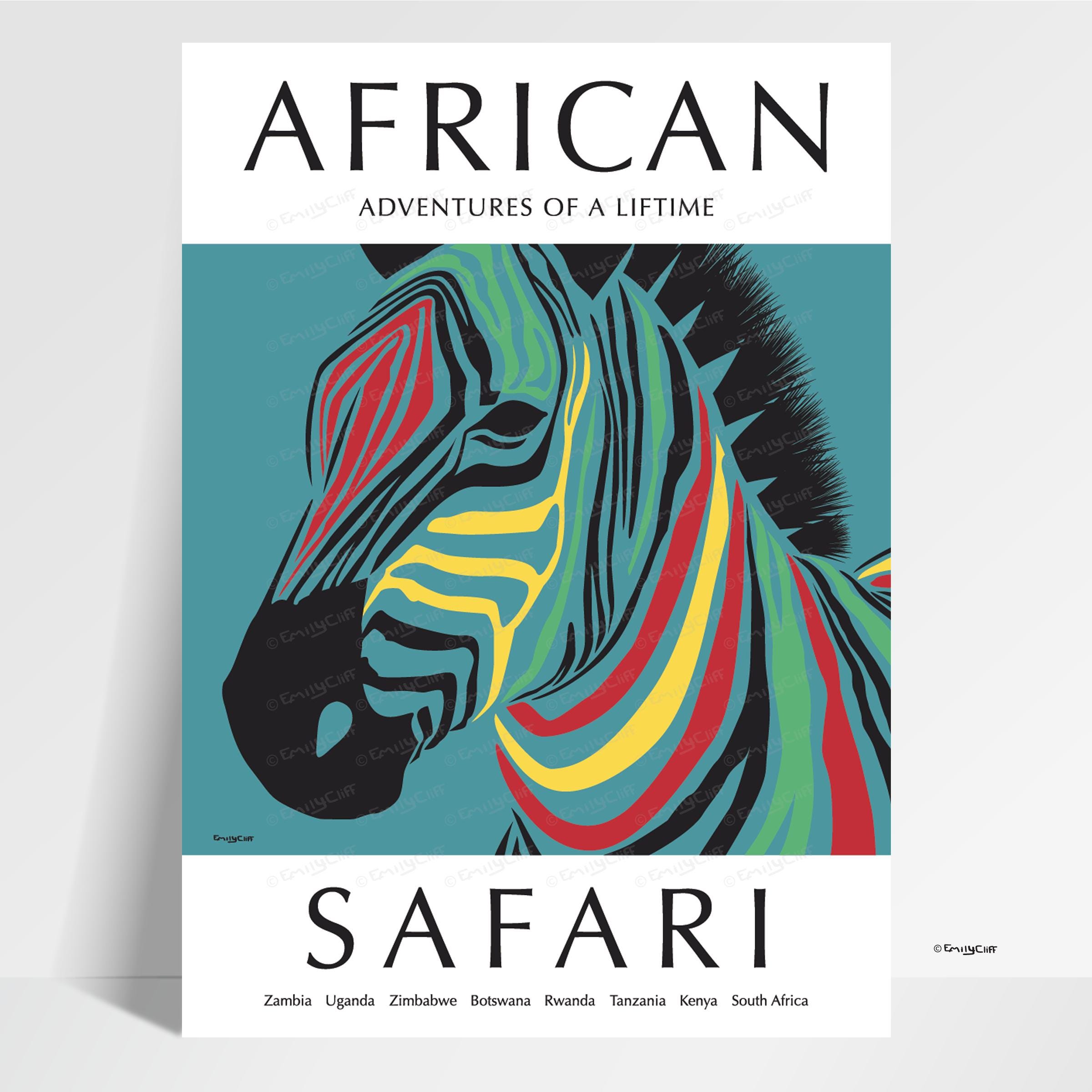 Safari Africa Poster: Bright African Animals Art Print - Etsy