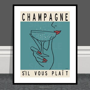 Champagne Poster, Print, Wall Art, Champagne Print, Vintage Champagne ...