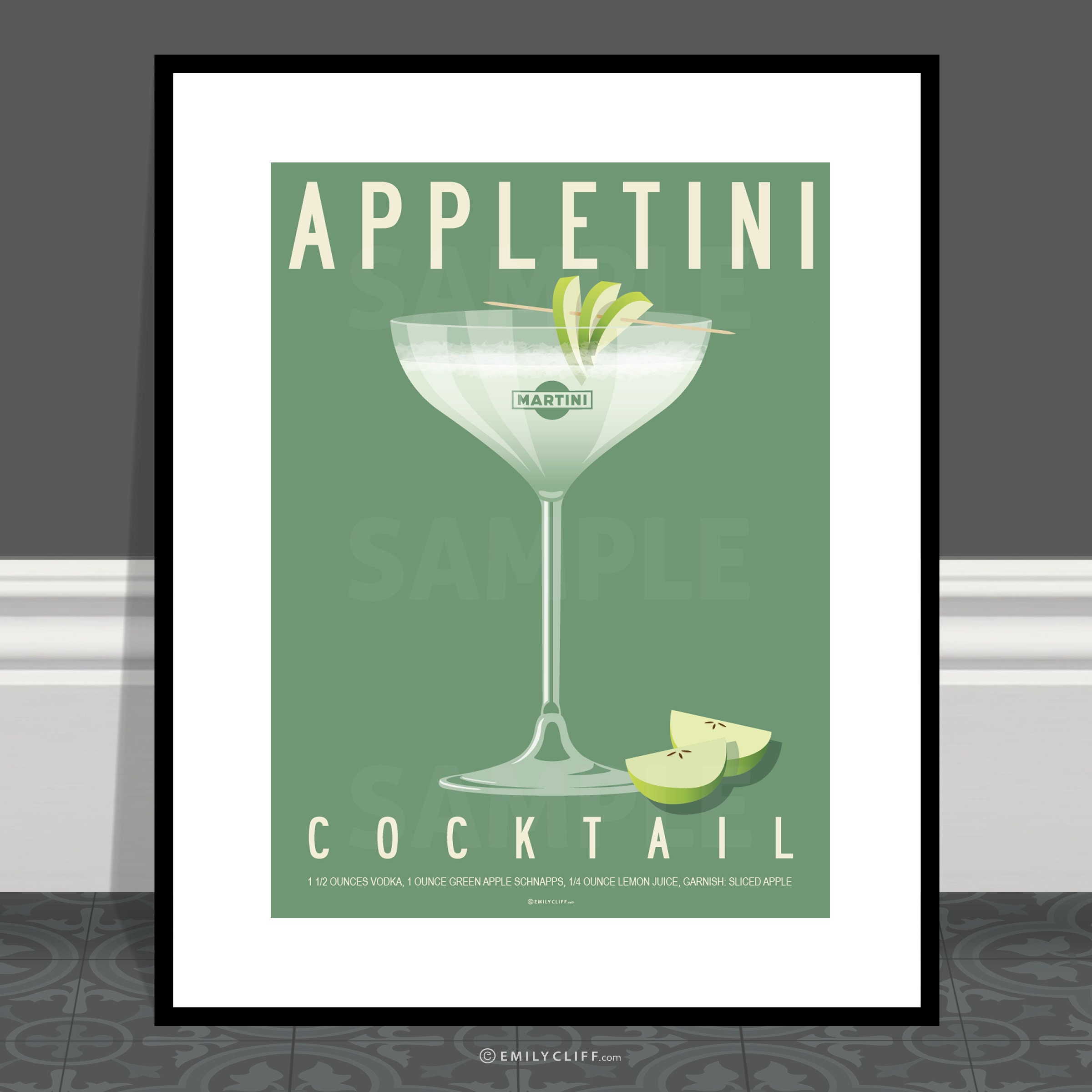 Appletini Cocktail Print Poster Appletini Cocktail Wall - Etsy