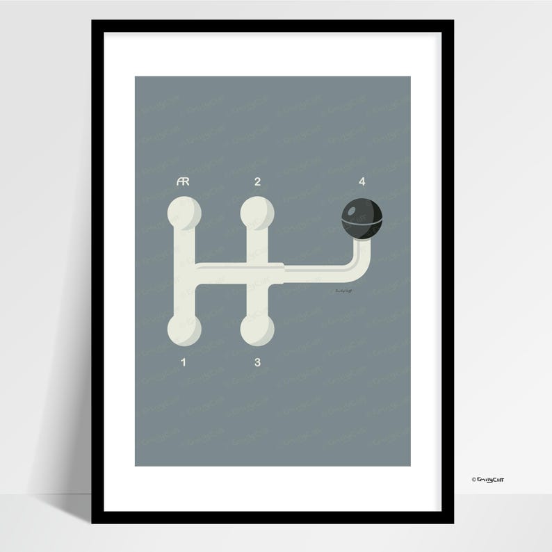 Citroën 2CV Gear Shift Diagram Art Print: French Retro Car Poster - Etsy