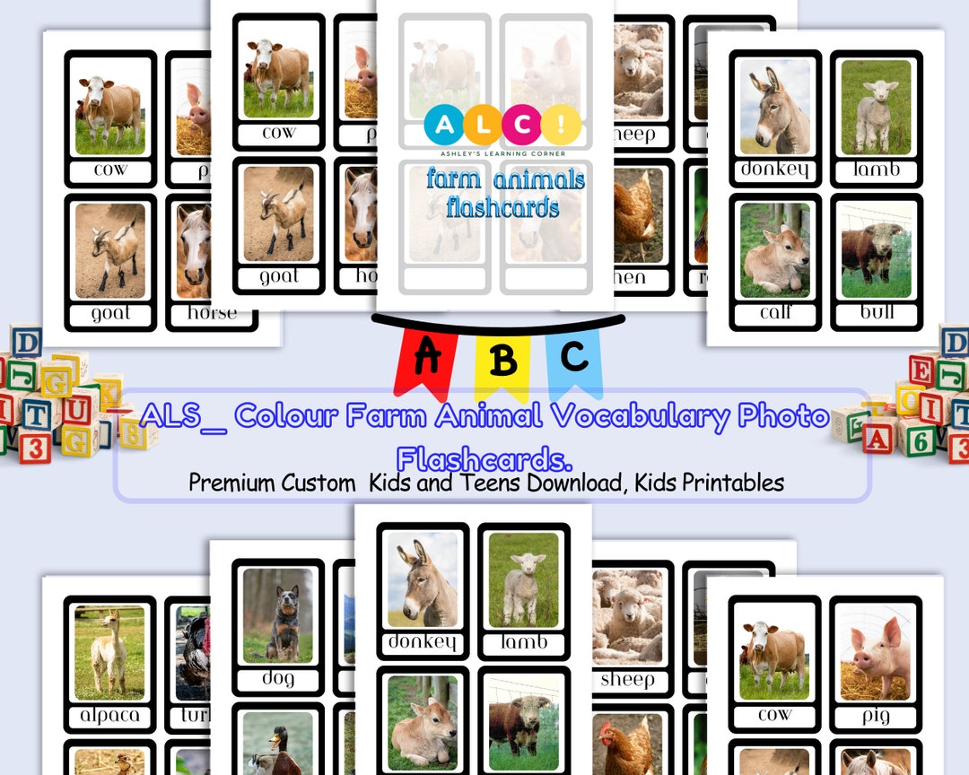 ALS_ Color Farm Animal Vocabulary Photo Flashcards, Zoo Park, Animals ...