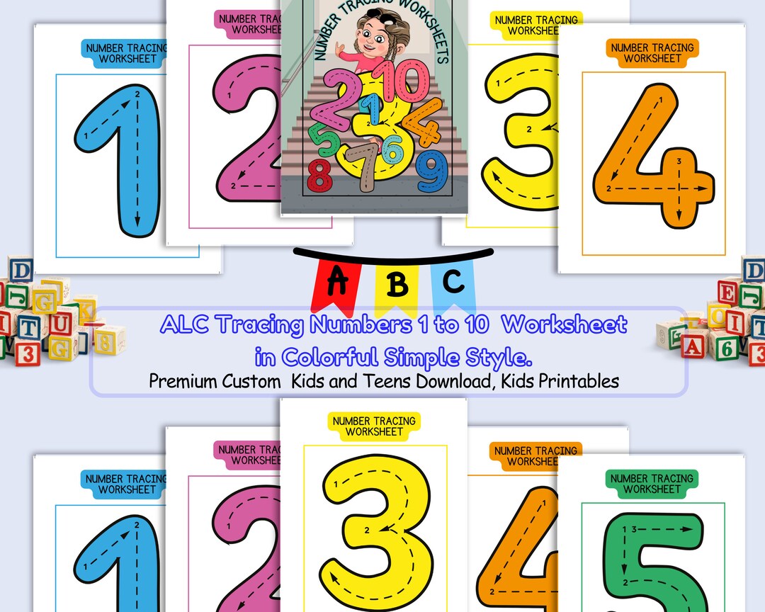 Colorful ALC Tracing Numbers 1-10 Worksheet, Simple Color, Learning ...