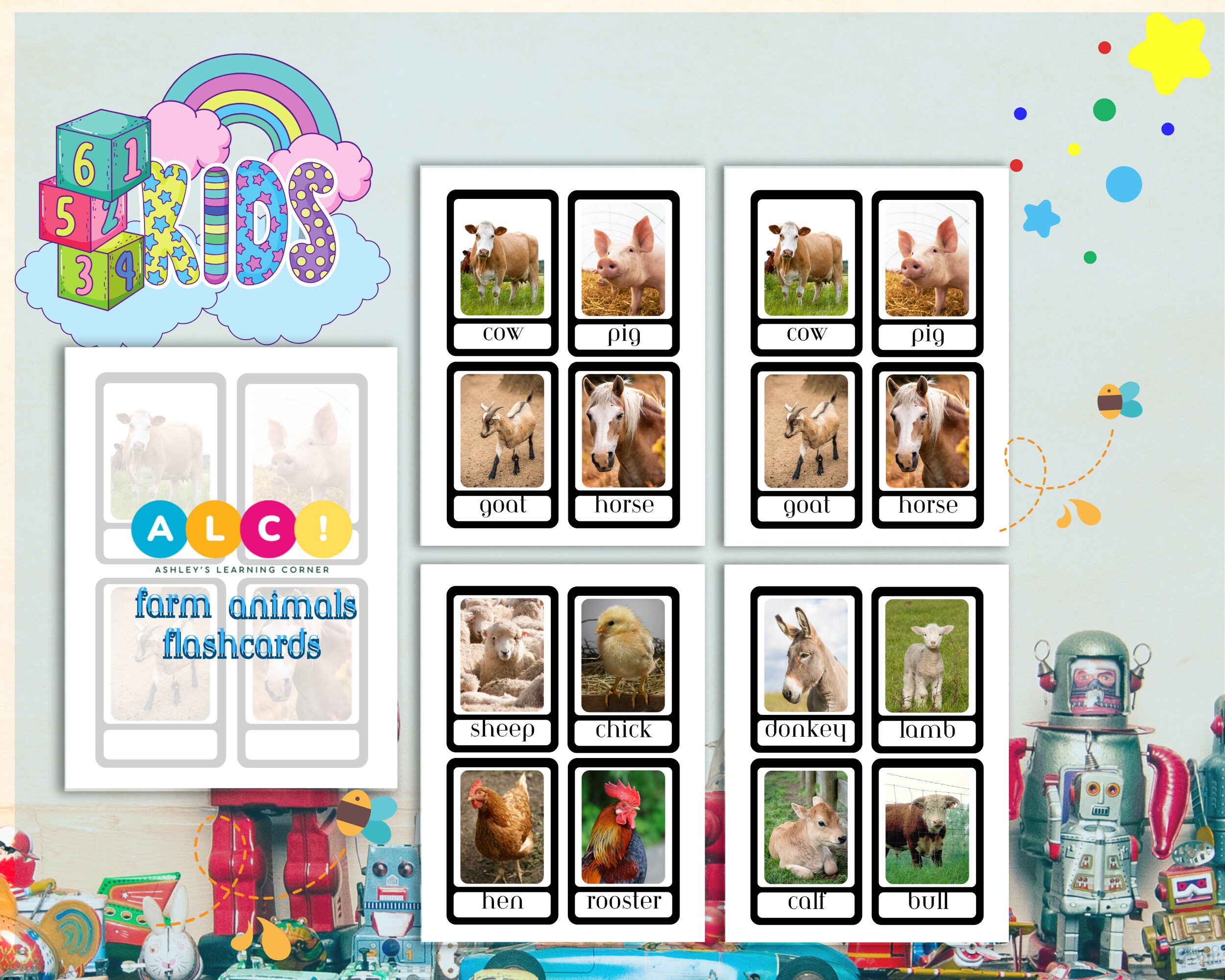 ALS_ Color Farm Animal Vocabulary Photo Flashcards, Zoo Park, Animals ...