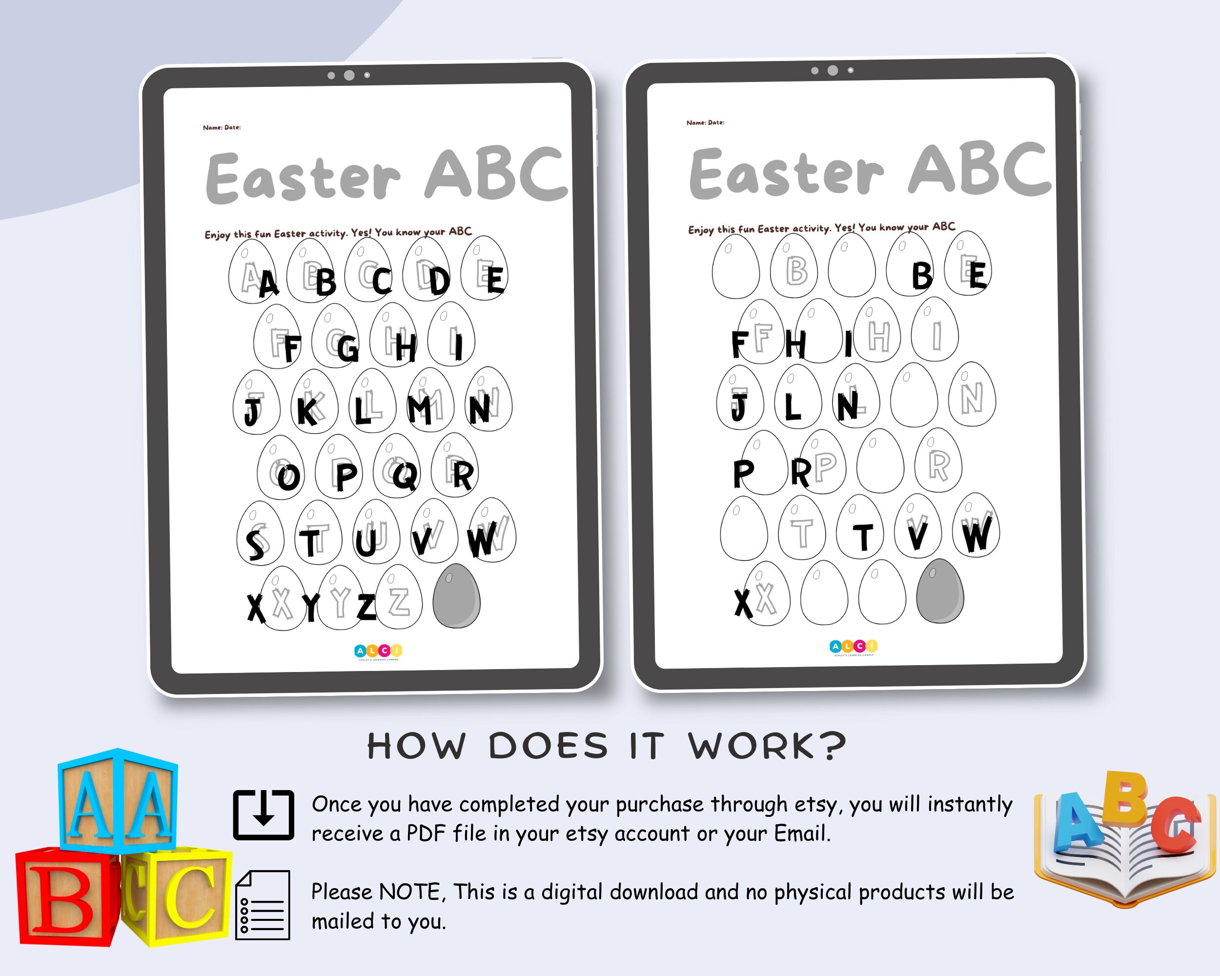 Easter ABC Worksheet Set, Educational Activity for Kids, Learning ...