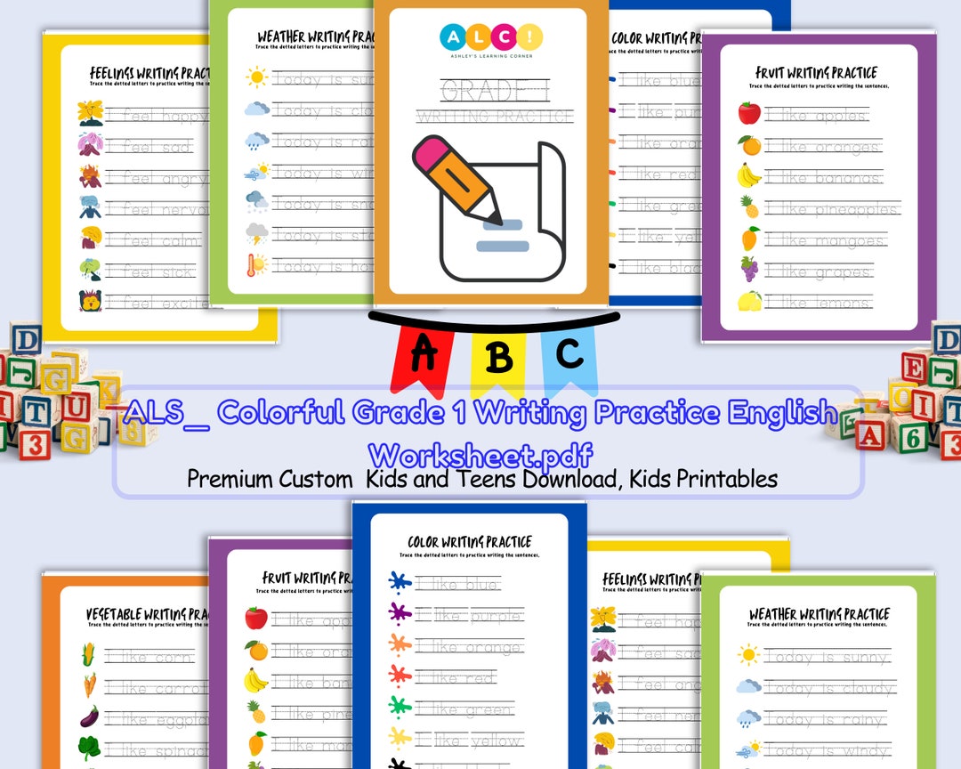 ALS_ Colorful Grade 1 Writing Practice English Worksheet, Skills ...