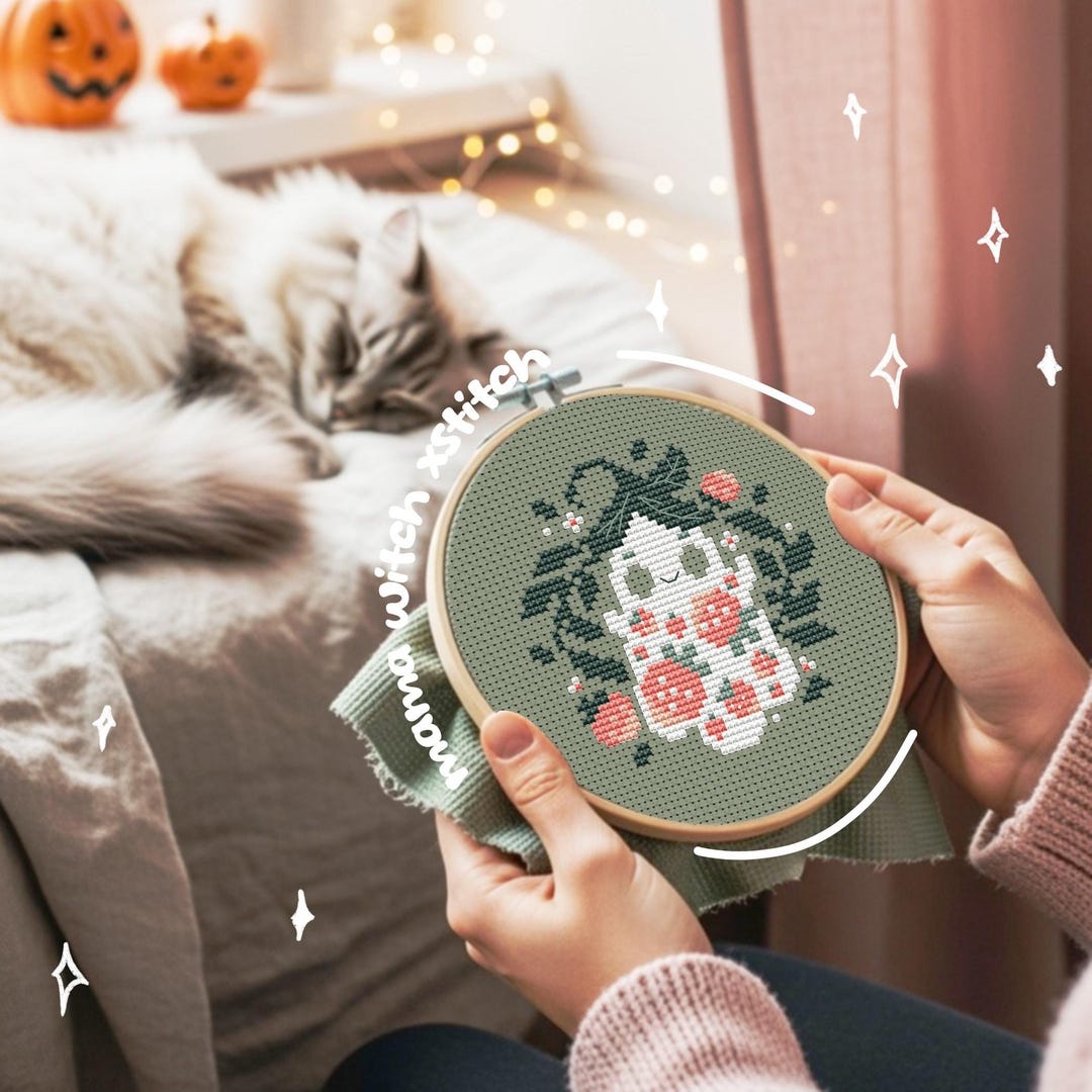 Strawberry Ghost Cross Stitch, Halloween Cross Stitch Pattern ...