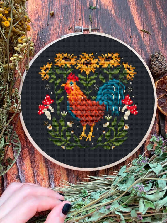 Farmhouse Cross Stitch Pattern Rooster Chicken Cross Stitch | Etsy