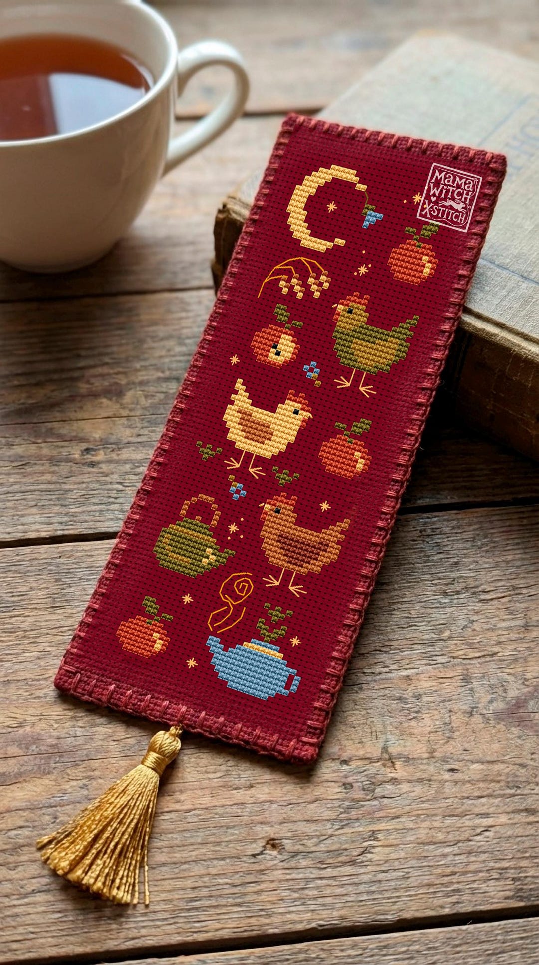 Cross Stitch Pattern Bookmark , Hen, Chicken, Farm, Book Lover Gift ...