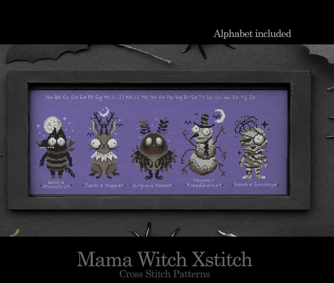 Halloween Characters Cross Stitch Pattern: Spooky Fall Design (PDF ...