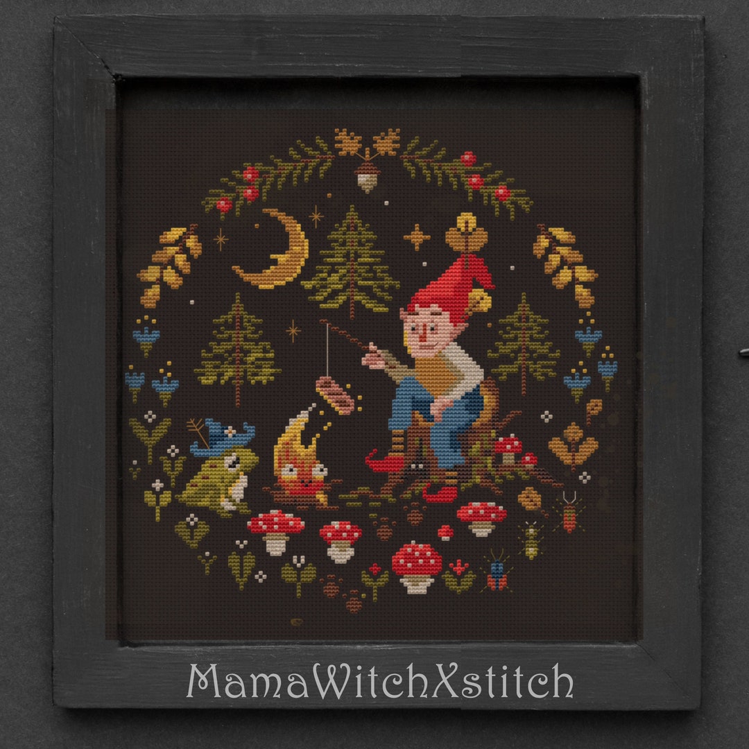 Campfire, Toad, Frog, Bugs, Cross Stitch Pattern, Halloween Color Chart ...