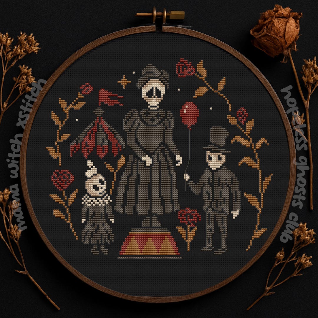 Midnight Circus, Victorian Ghosts Cross Stitch Pattern, Halloween ...