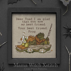 Frog and Toad Cross Stitch Pattern: Whimsical Cottagecore Embroidery ...
