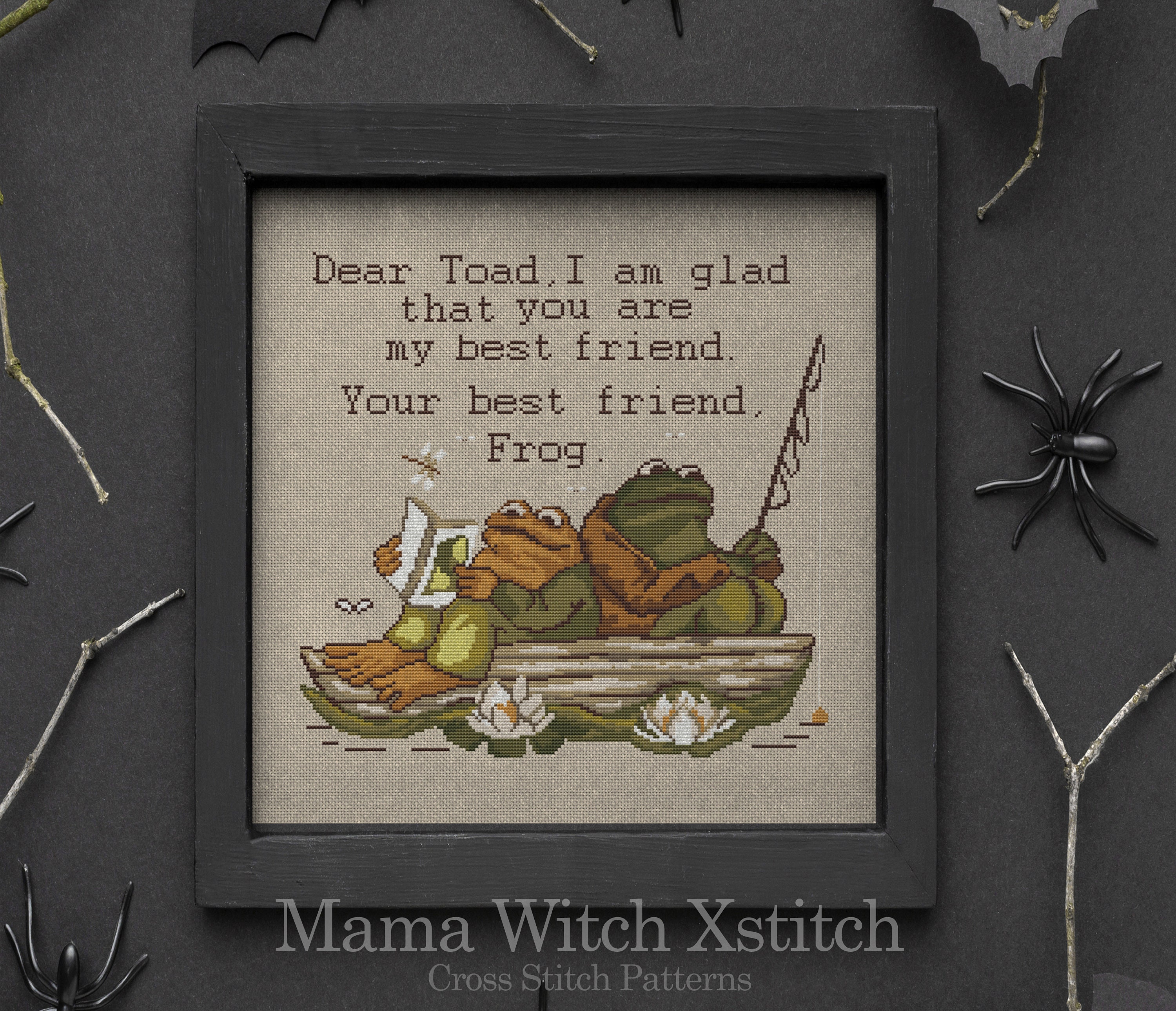 Frog and Toad Cross Stitch Pattern: Whimsical Cottagecore Embroidery ...