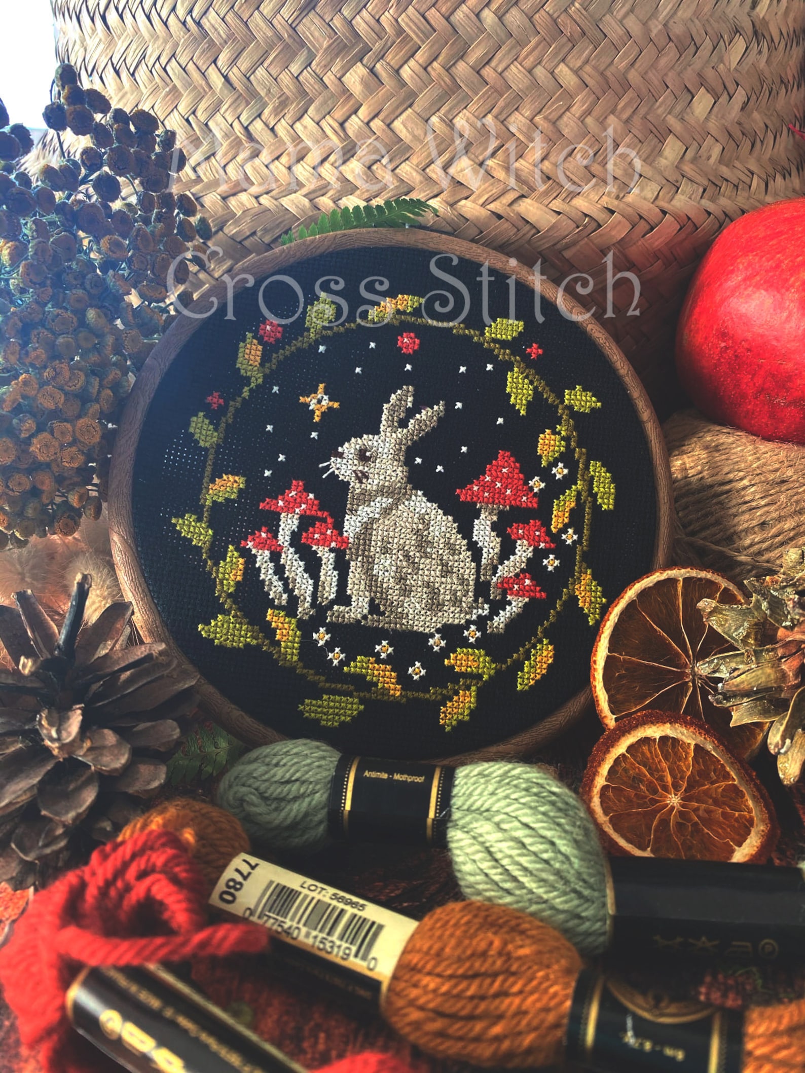 Bunny Cross Stitch Pattern Witchy Rabbit Color Chart Funny - Etsy