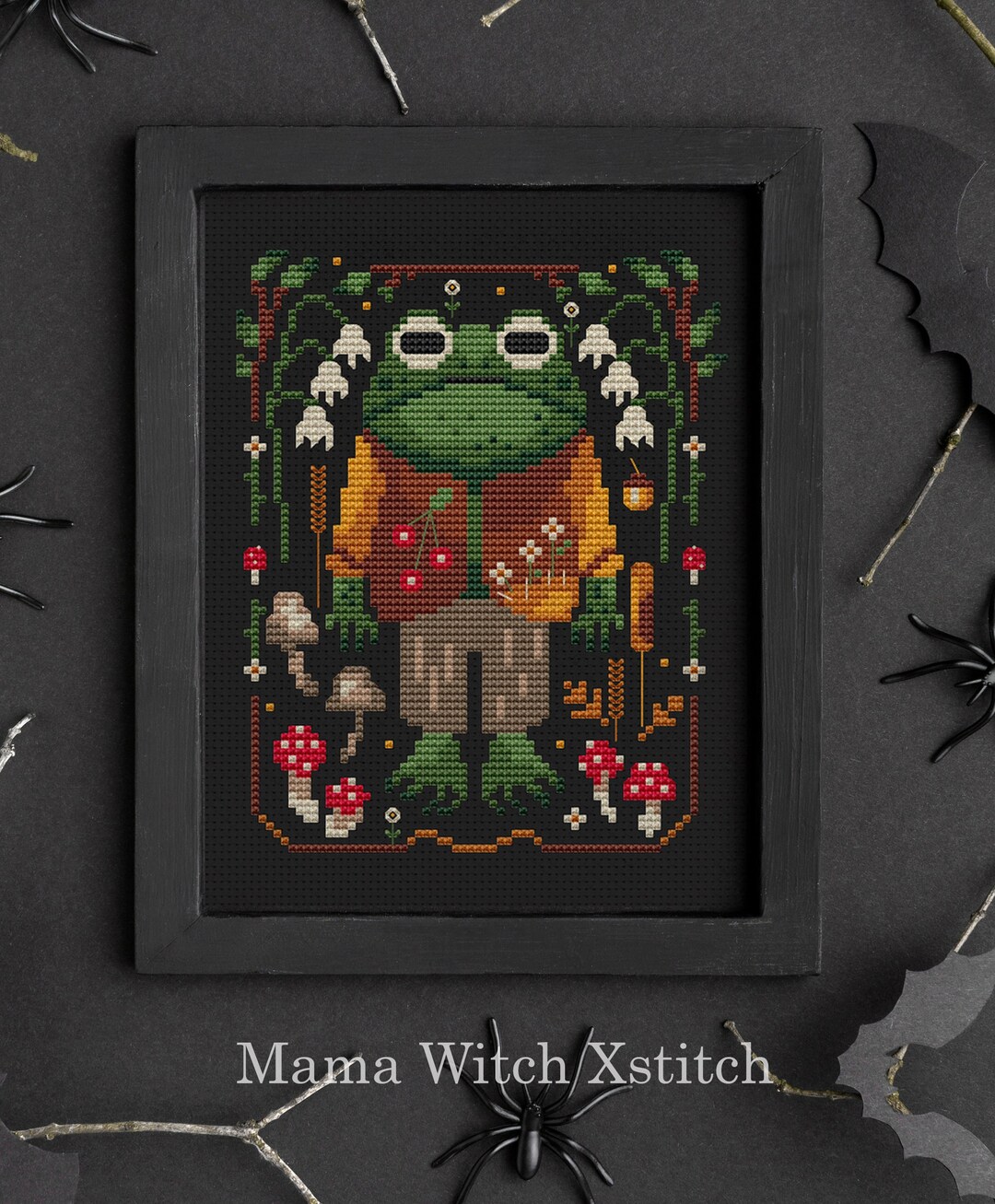 Toad Cross Stitch Pattern, Frog Cross Stitch, Spring Cross Stitch ...