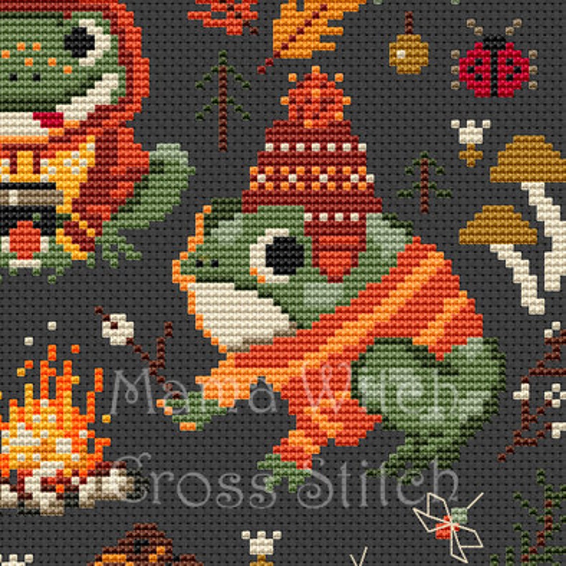 Camping Toad Frog Bugs Cross Stitch Pattern Halloween | Etsy
