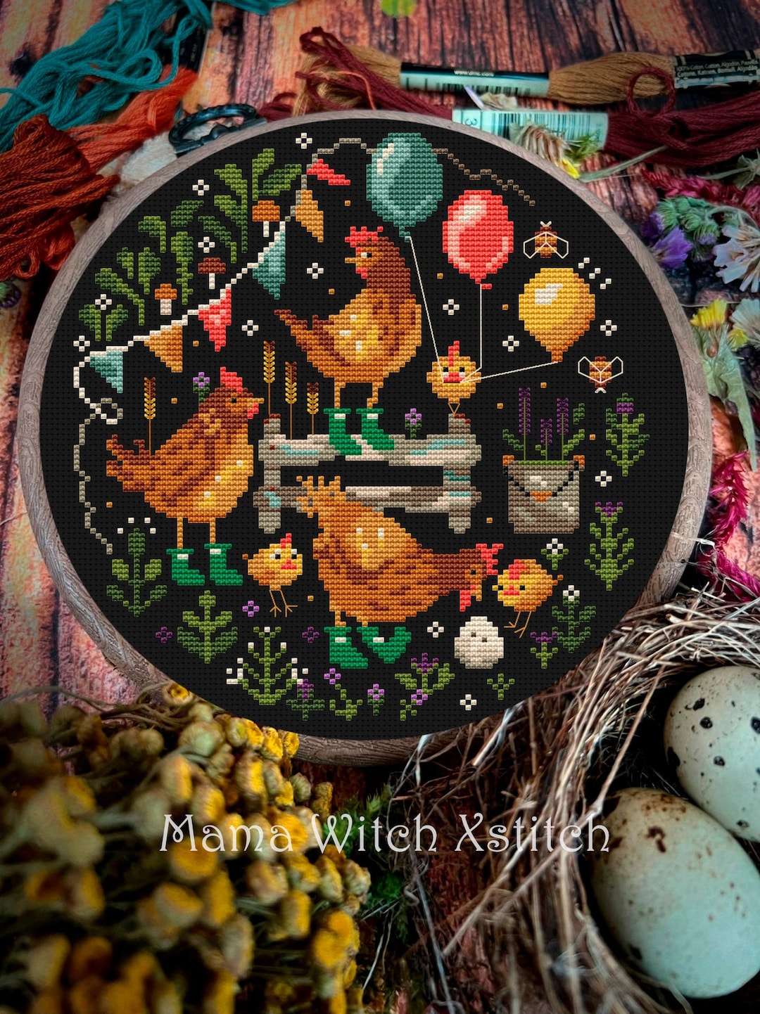 Easter Cross Stitch Pattern, Hen Cross Stitch, Spring Cross Stitch ...