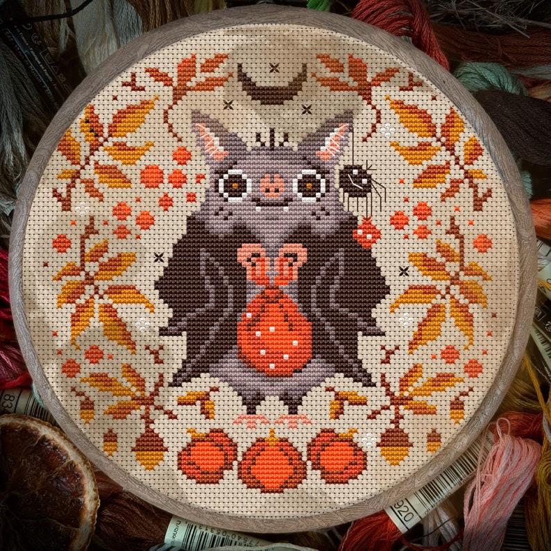 Bat Cross Stitch Pattern: Spooky Vampire Embroidery (PDF Pattern) - Etsy