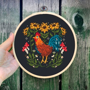 Farmhouse Cross Stitch Pattern, Rooster, Chicken Cross Stitch, Farm ...