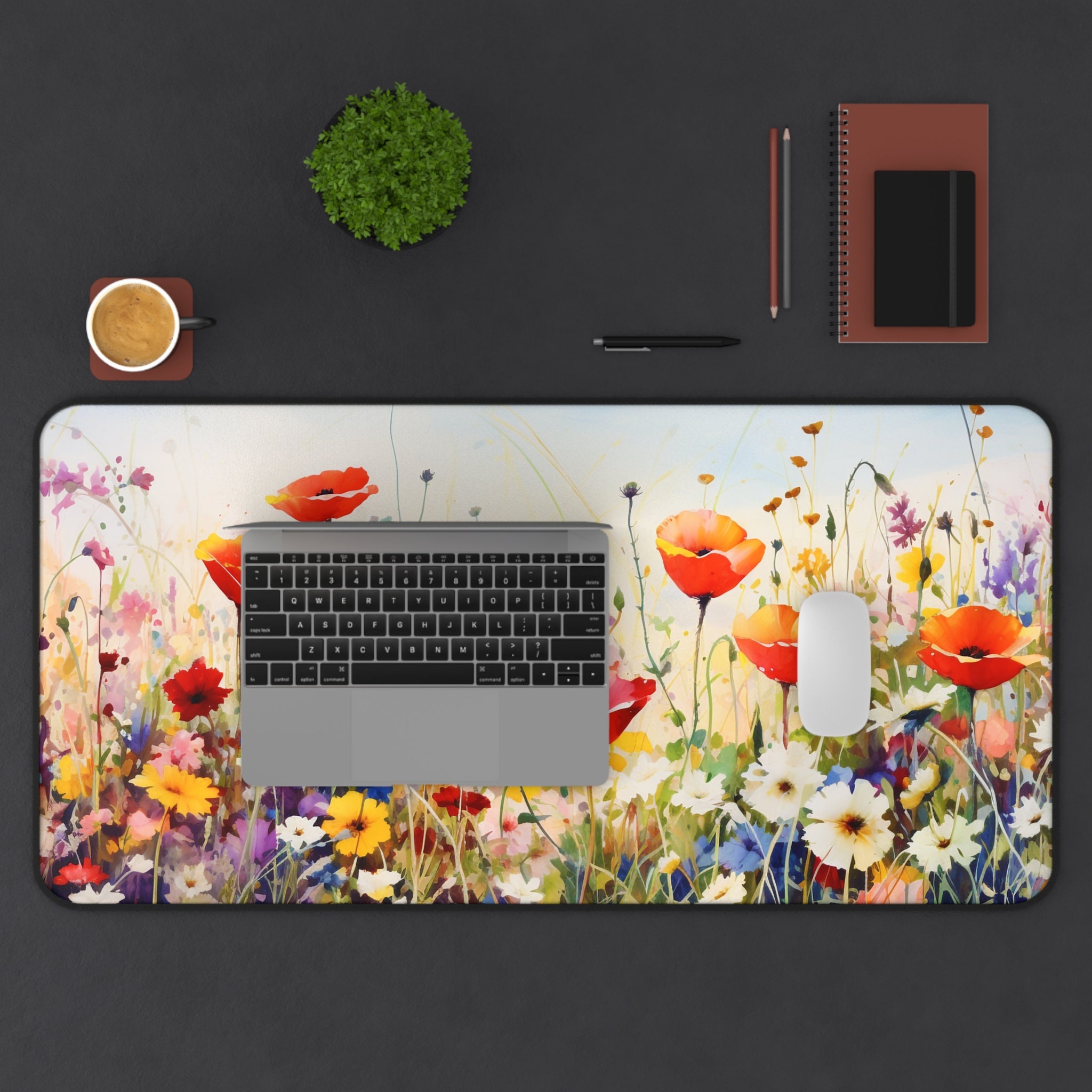Watercolor Flowers Desk Mat, Playmat, Mouse Pad, Keyboard Pad, Gaming ...