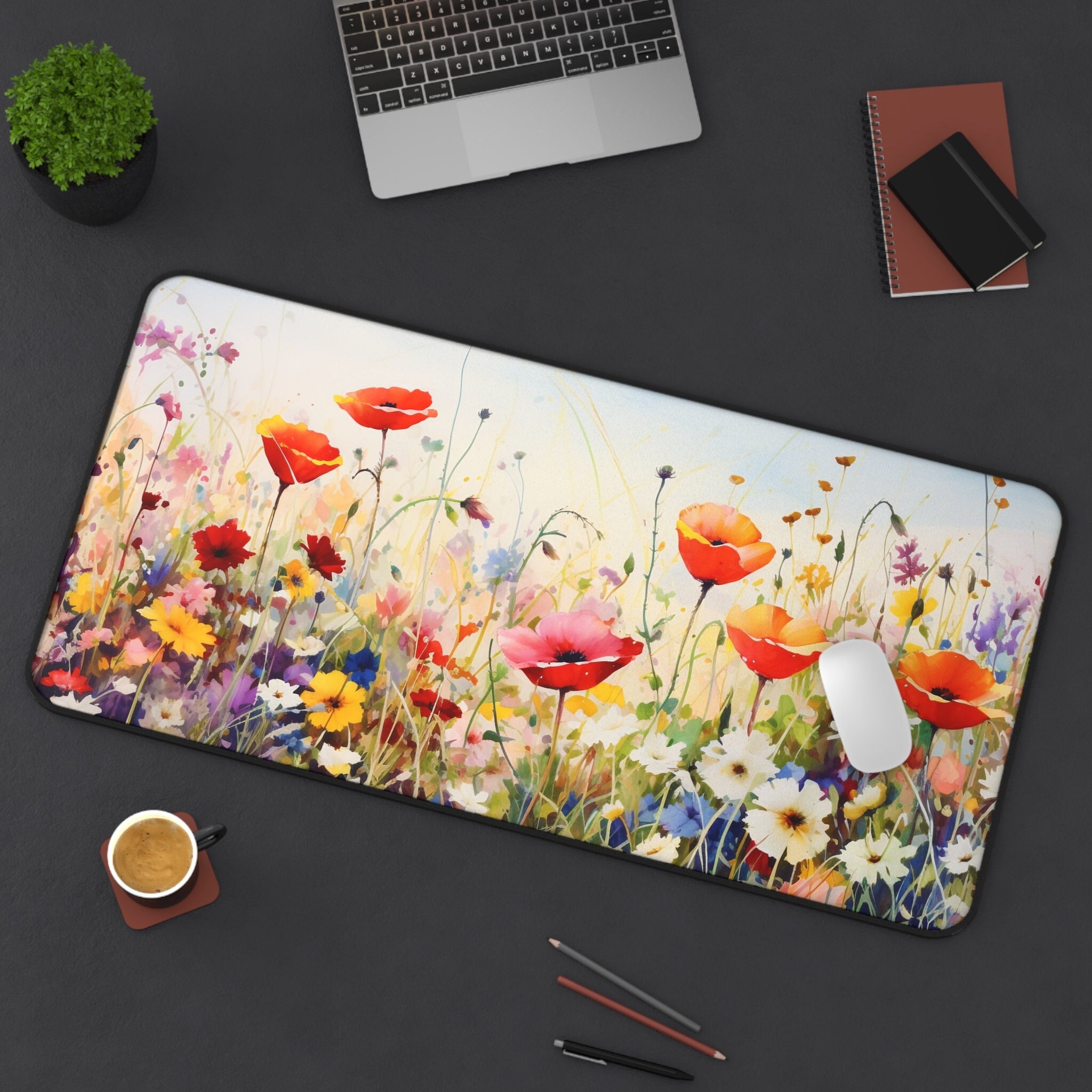 Watercolor Flowers Desk Mat, Playmat, Mouse Pad, Keyboard Pad, Gaming ...