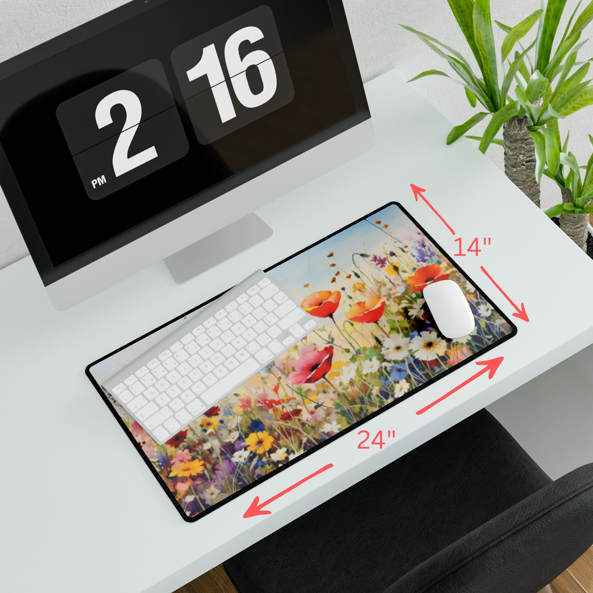 Watercolor Flowers Desk Mat, Playmat, Mouse Pad, Keyboard Pad, Gaming ...