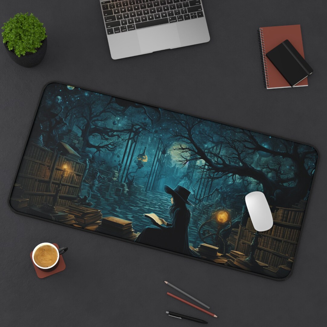 Dark Academia Reader Desk Mat, Keyboard, Mouse Pad, Trading Card Game ...