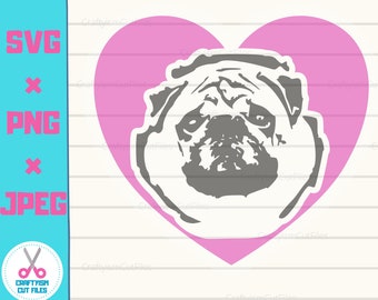 Peace, Love, Pug Svg. Vector Cut File for Cricut, Silhouette, Pdf Png ...