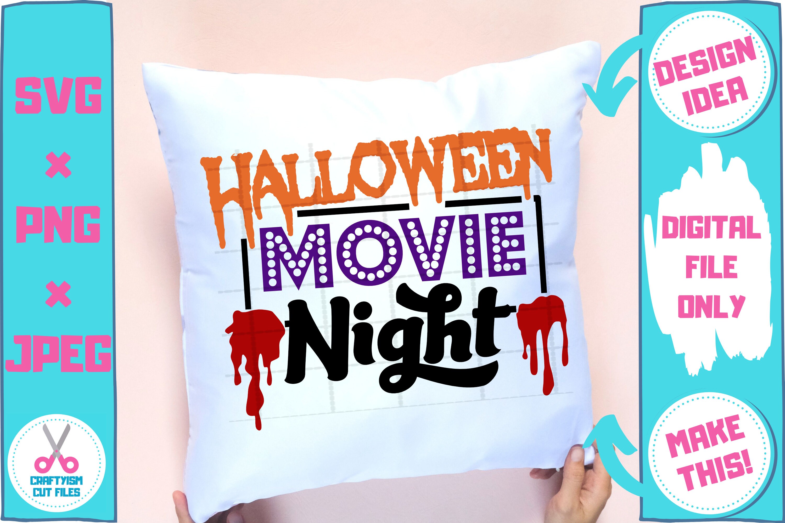 Halloween Movie Night SVG, Halloween Party Décor, Horror Film SVG, Home ...