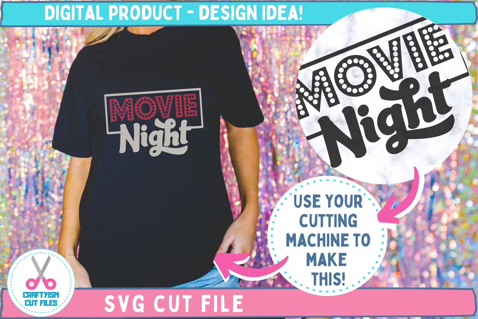 Movie Night SVG, Vintage Cinema SVG, at Home Movie Night Décor, Retro ...