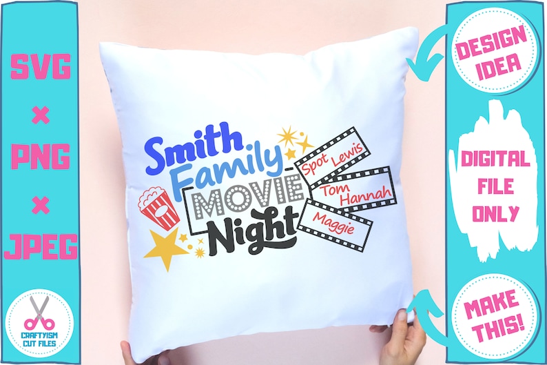 Personalised Family Movie Night SVG, Custom at Home Family Night Décor ...
