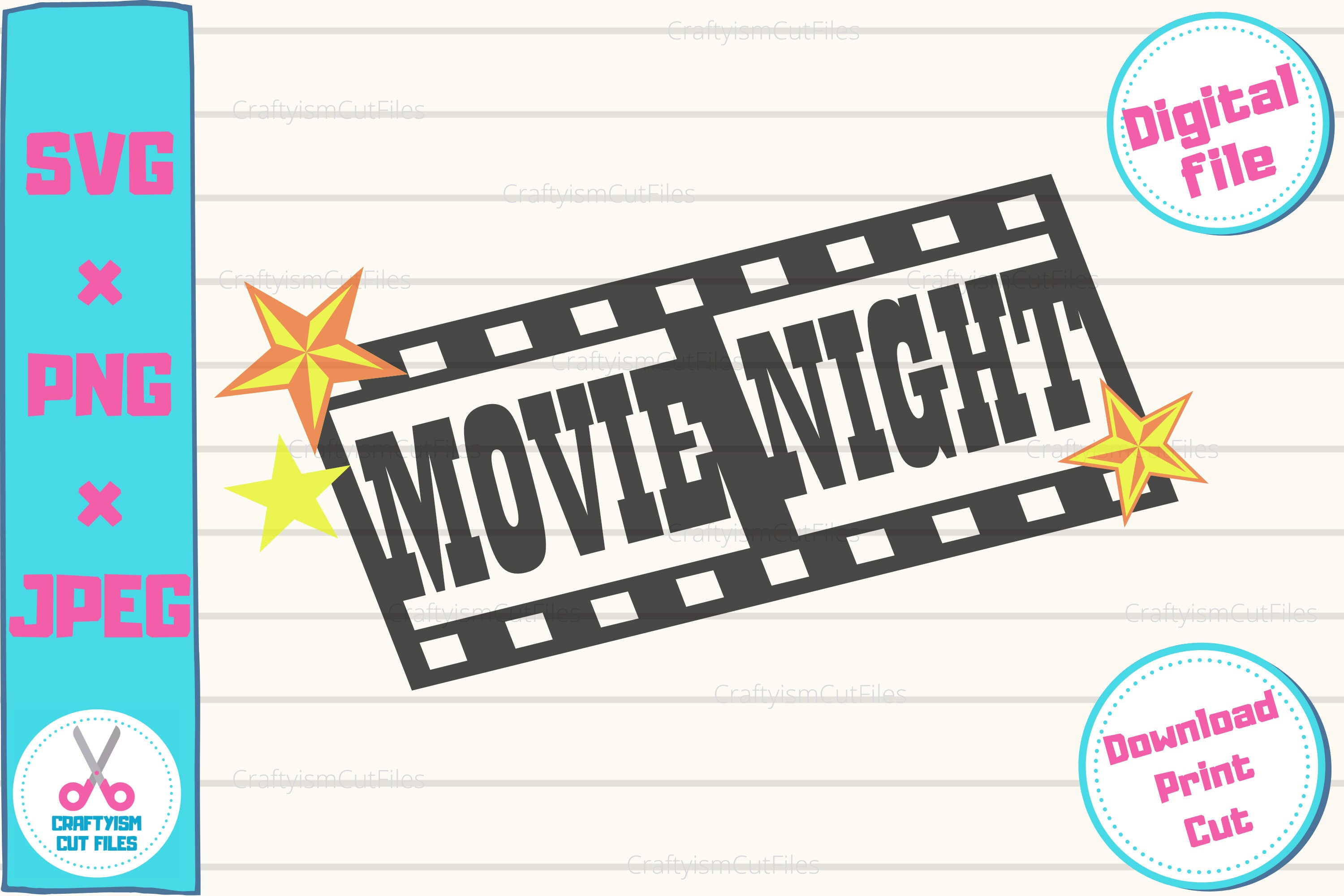 Movie Party SVG Bundle, Cinema Sign SVG, at Home Movie Night SVG, Film ...