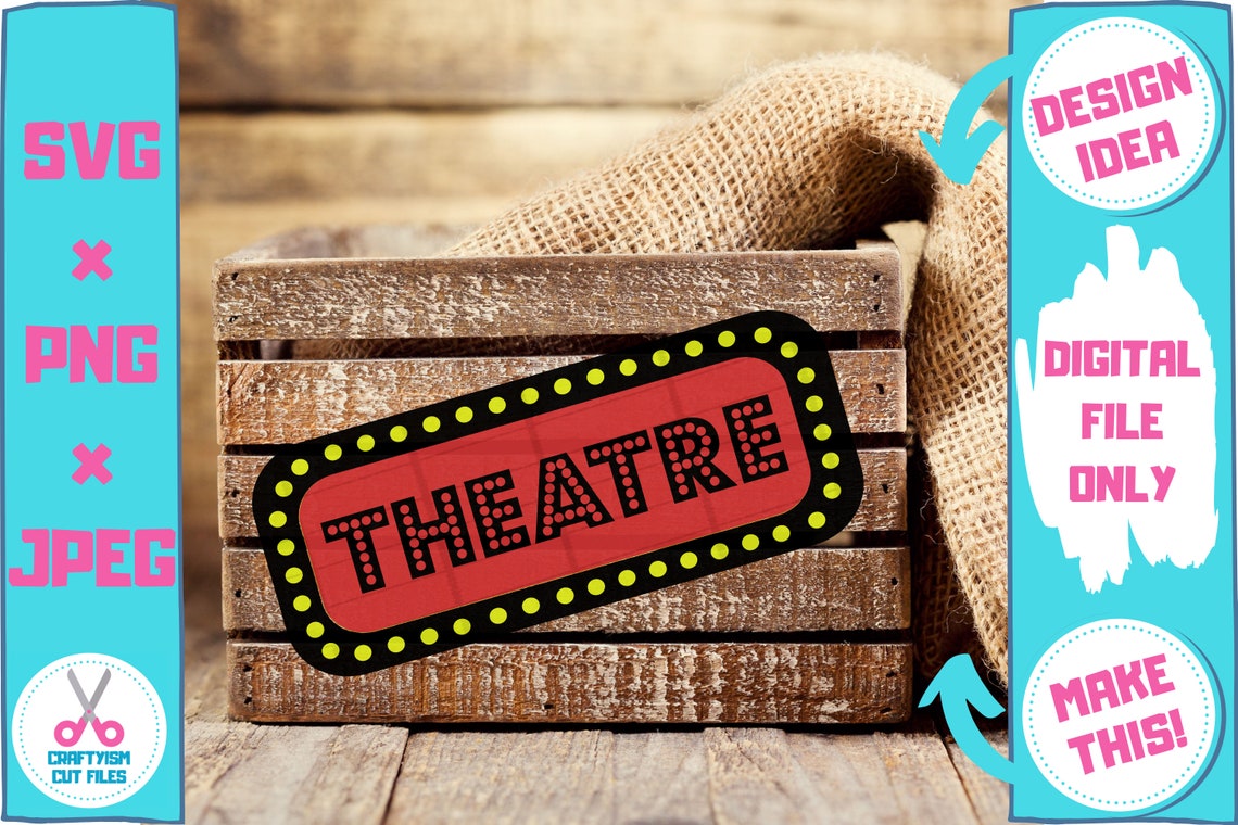 Theatre Sign SVG, Theatre Night SVG, Vintage Retro Art Print, Musical ...