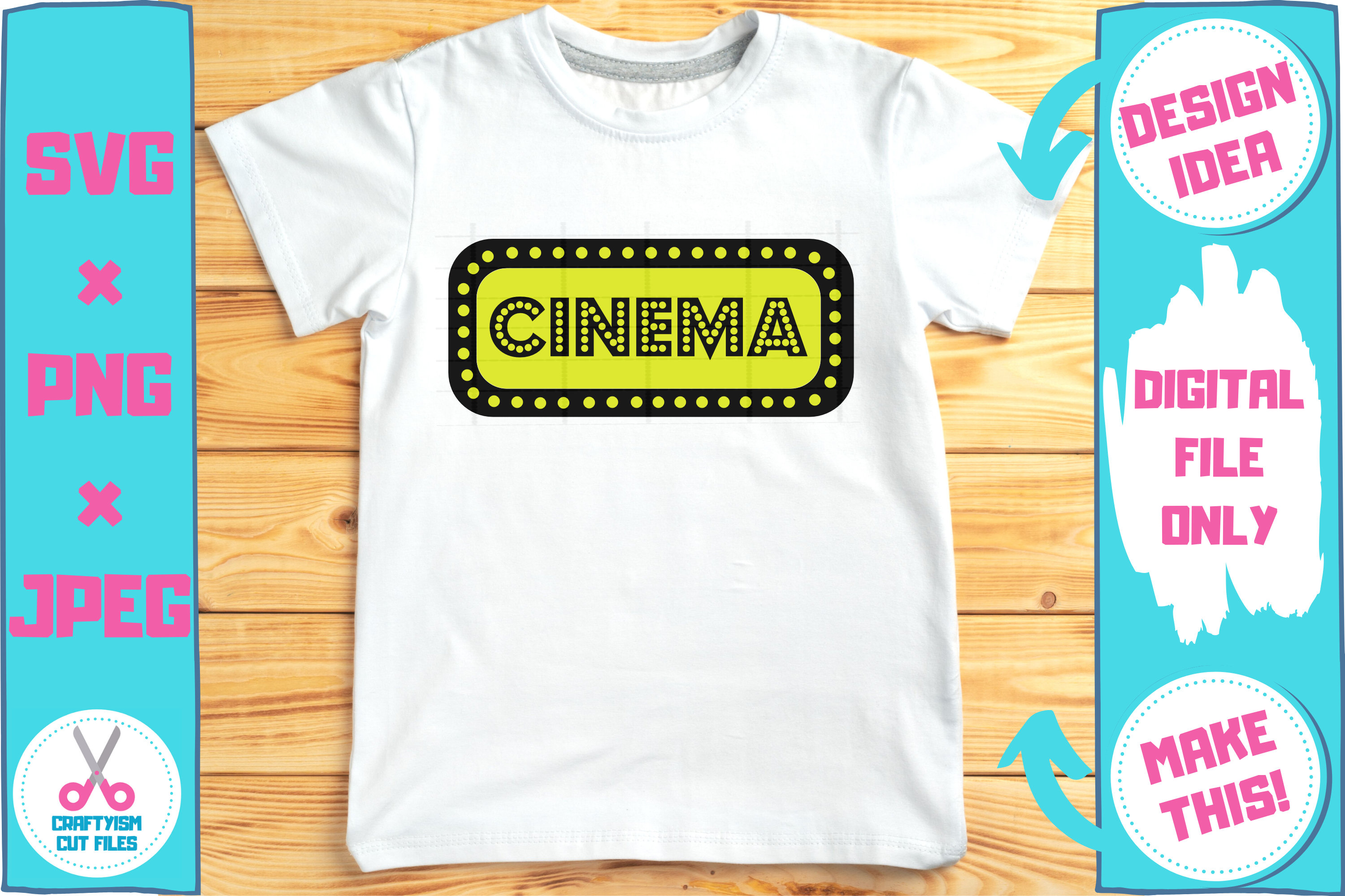 Cinema Sign SVG, Movie Night SVG, Retro Film Sign Clipart, Cut File for ...
