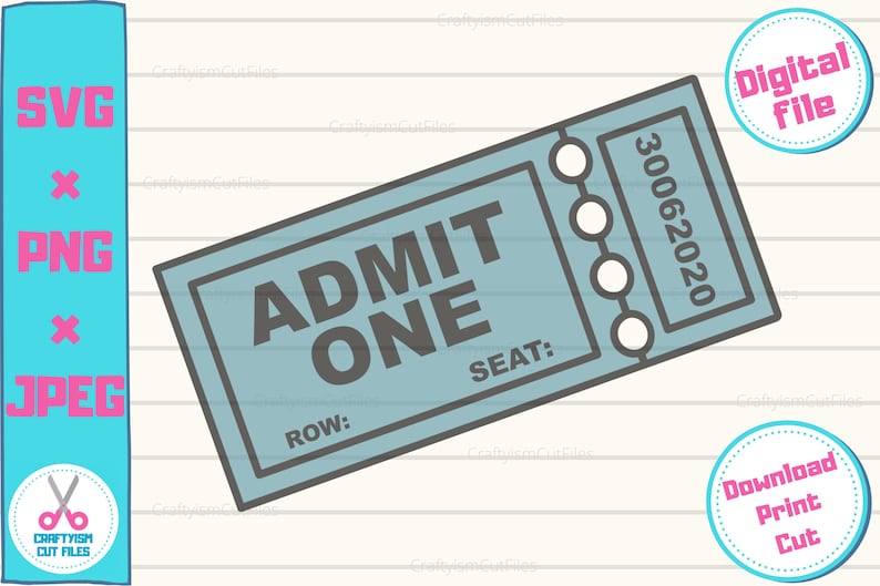 Ticket SVG, Admit One Invitation SVG, Gift Ticket Clipart, Cut File for ...