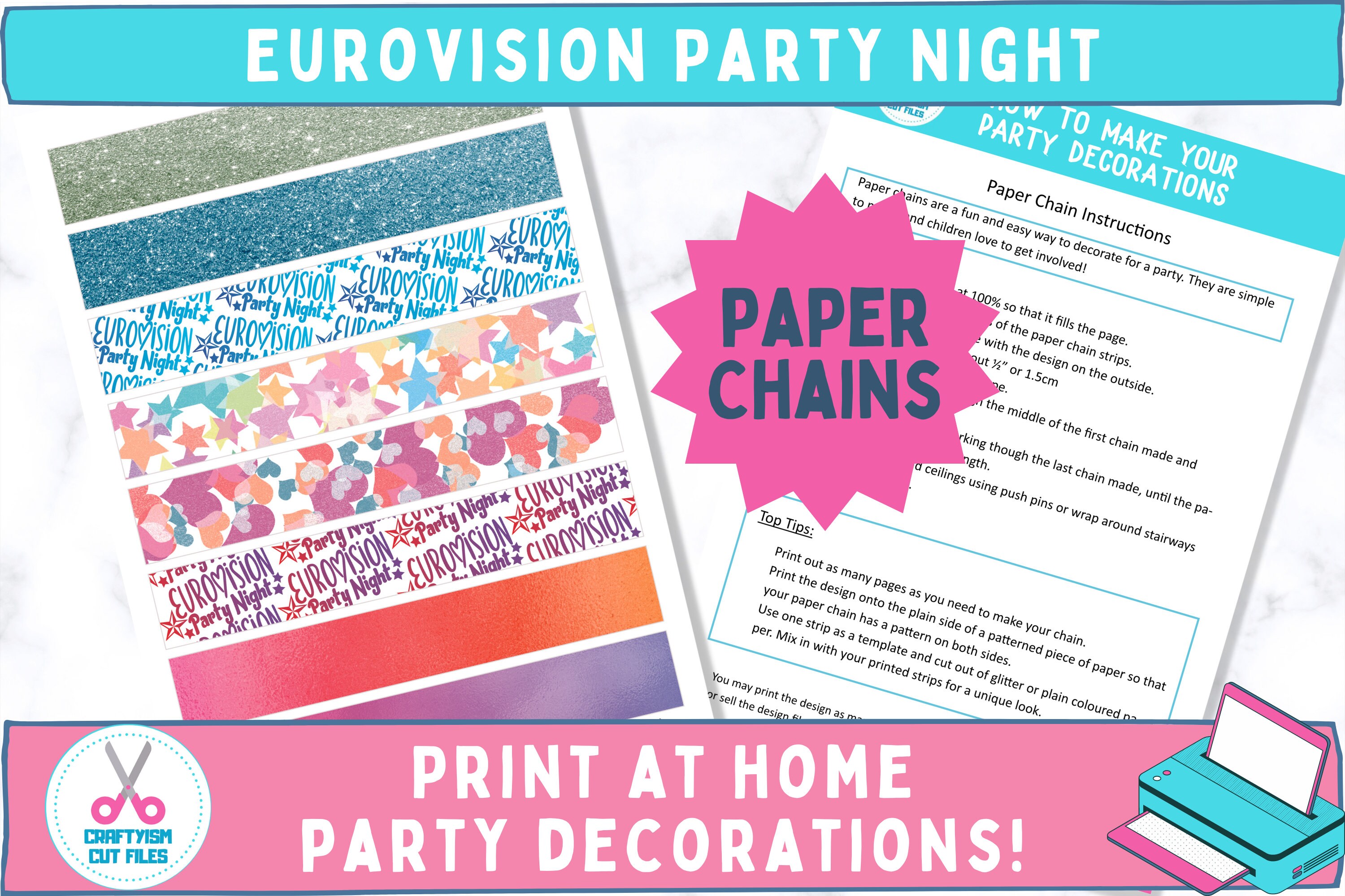 Eurovision Printable Party Decorations Pack, Eurovision Bunting ...