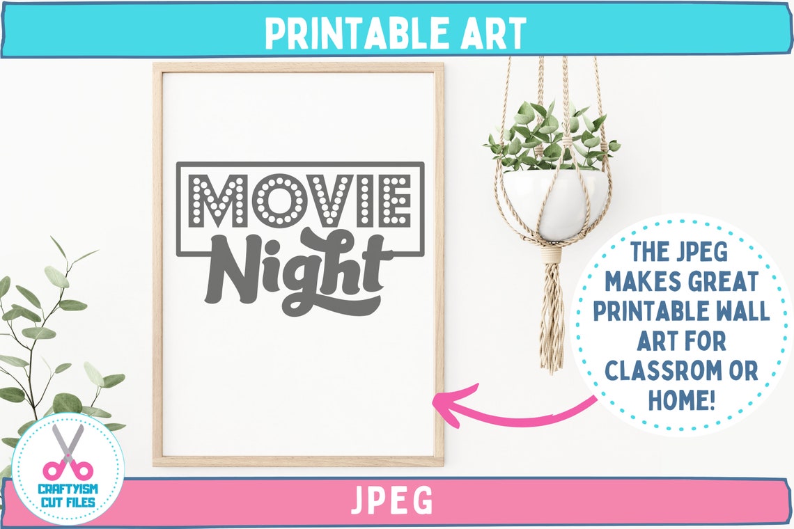 Movie Night SVG, Vintage Cinema SVG, at Home Movie Night Décor, Retro ...