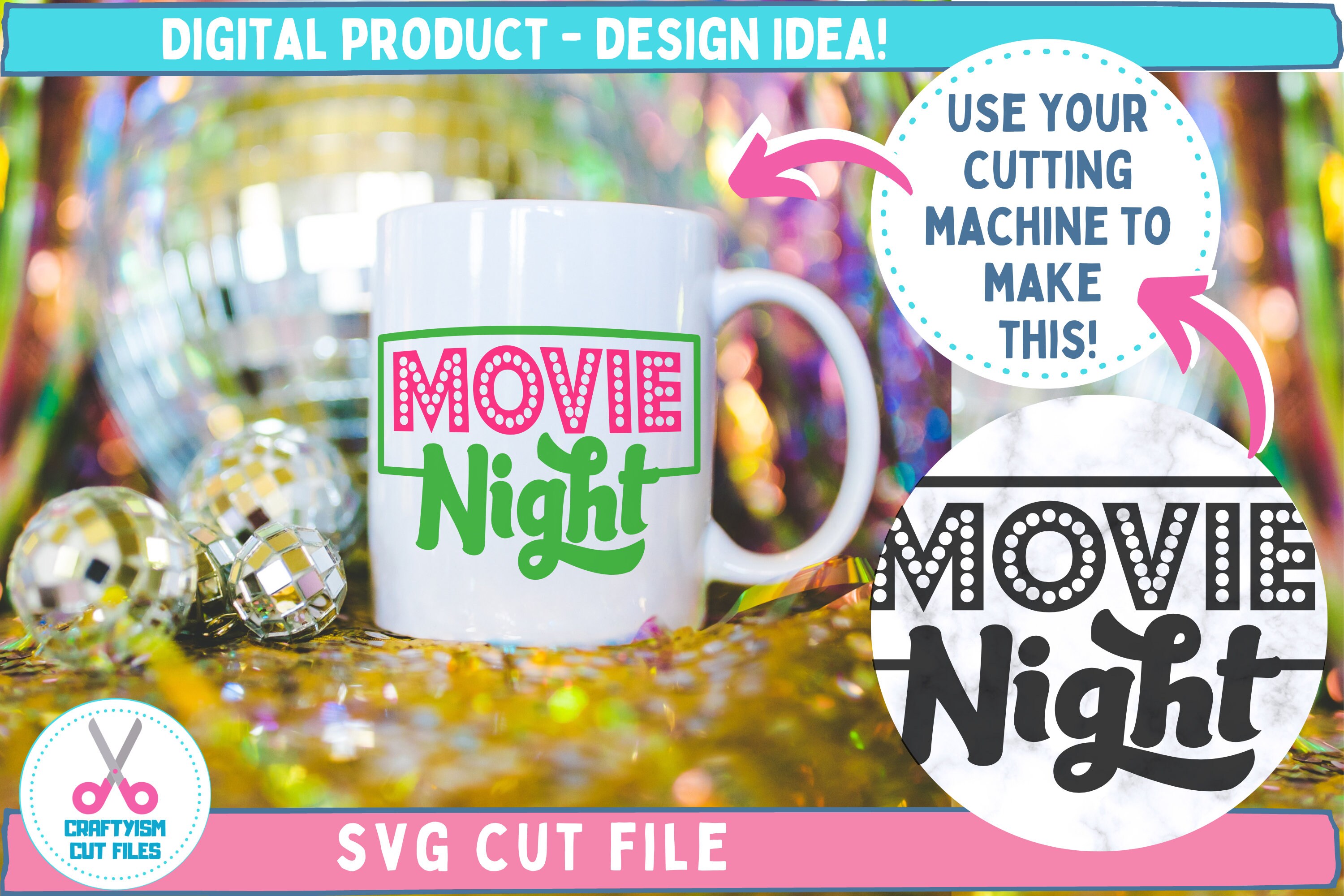 Movie Night SVG, Vintage Cinema SVG, at Home Movie Night Décor, Retro ...