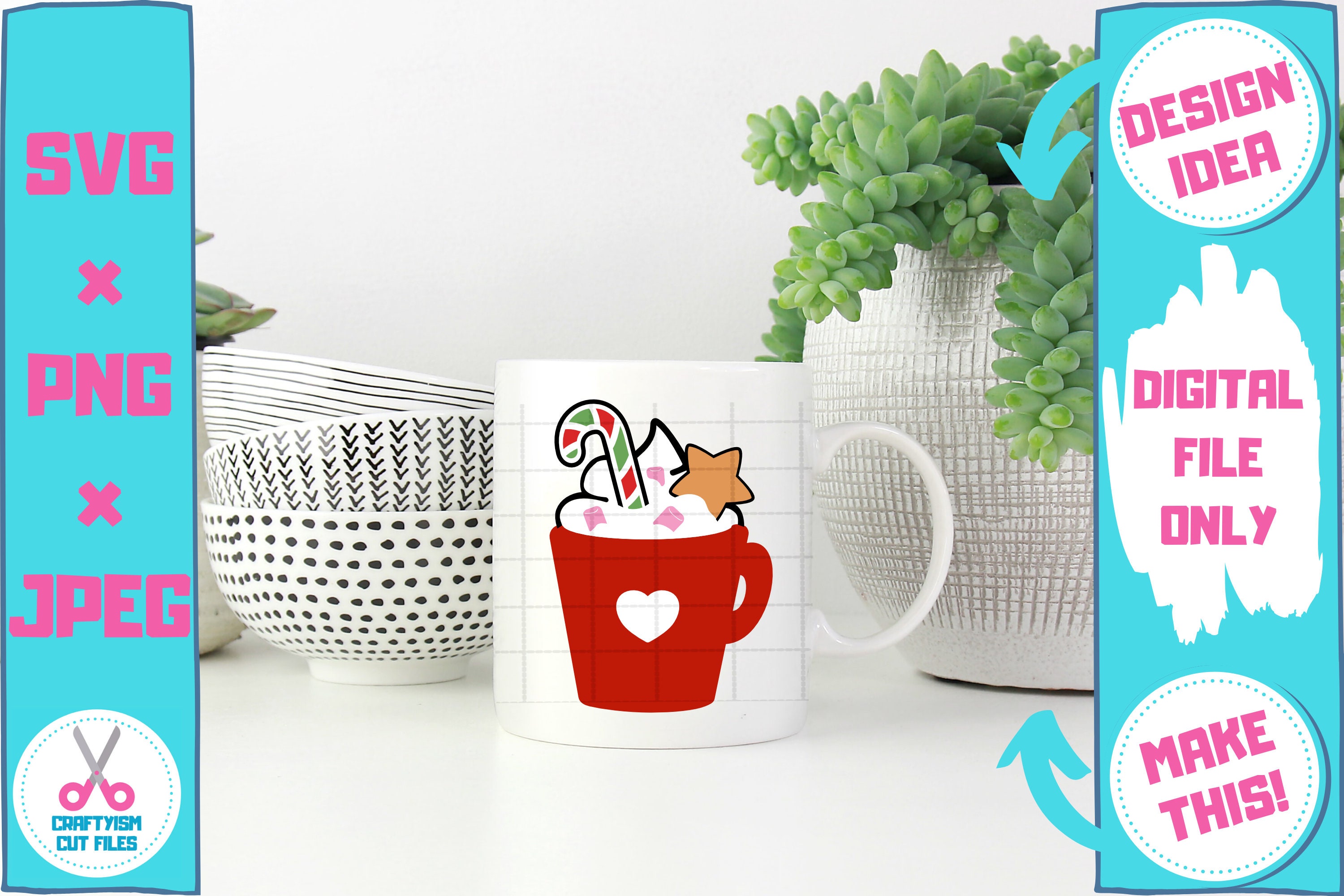 Hot Cocoa SVG, Christmas Cocoa Mug SVG, Christmas Kitchen Décor Clipart ...