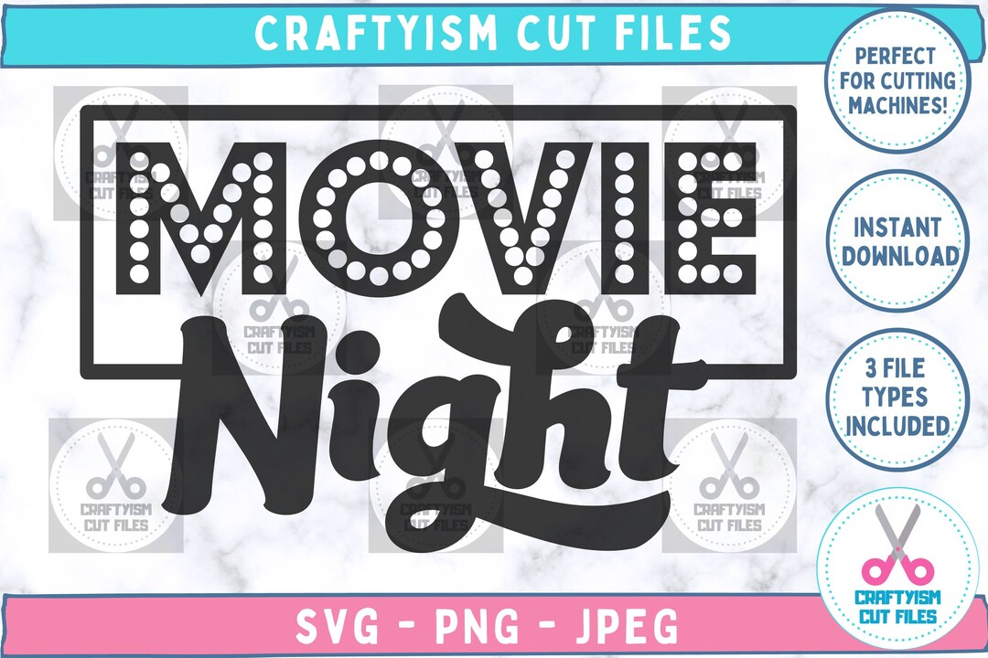 Movie Night SVG, Vintage Cinema SVG, at Home Movie Night Décor, Retro ...