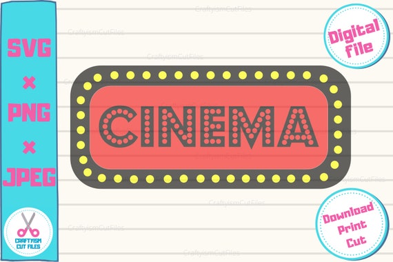 Cinema Sign SVG Movie Night SVG Retro Film Sign Clipart Cut | Etsy UK