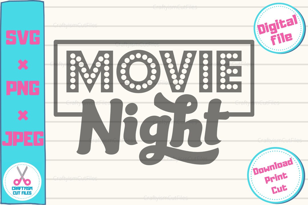 Movie Night SVG Vintage Cinema SVG at Home Movie Night - Etsy