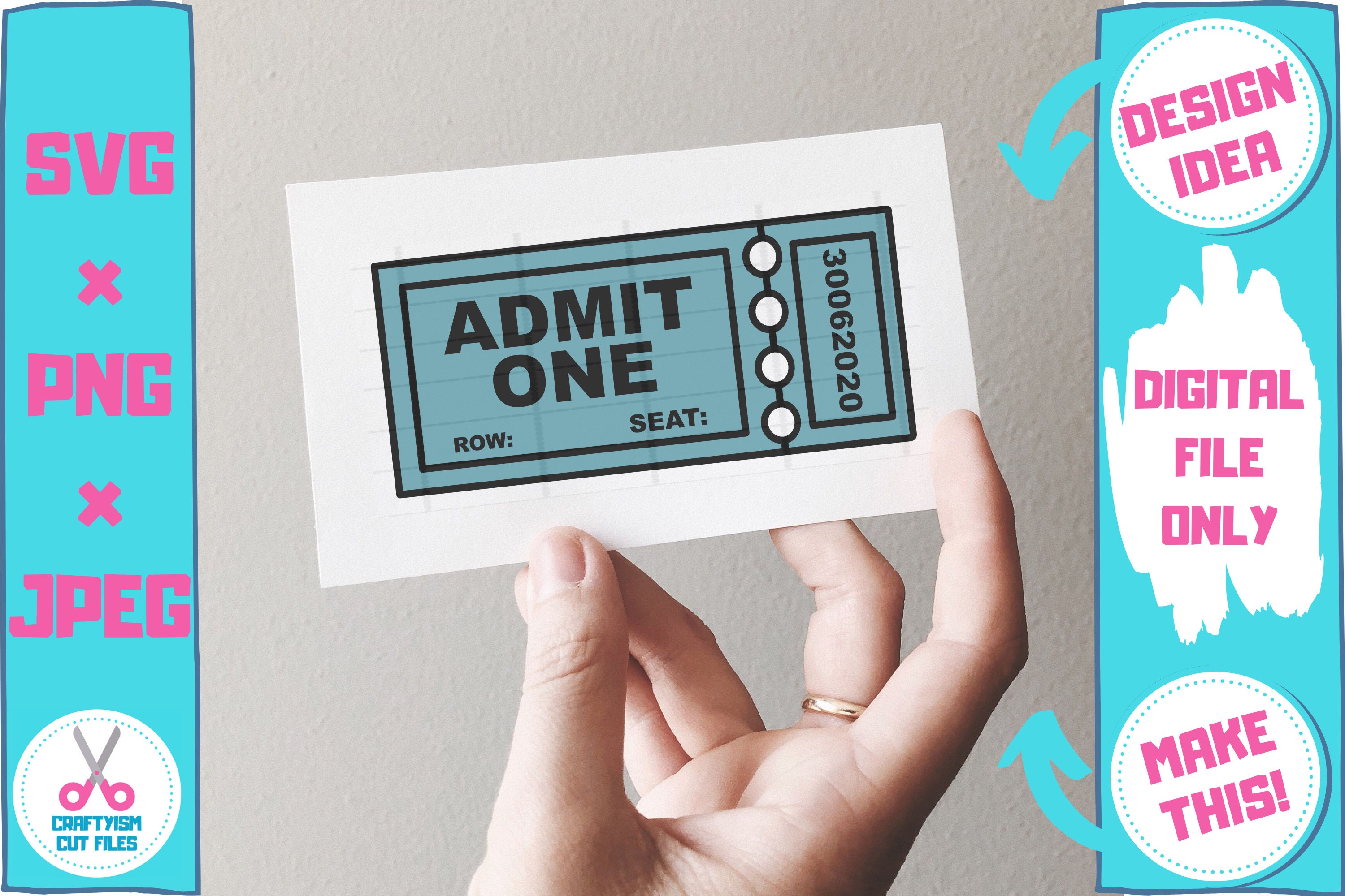 Ticket SVG, Admit One Invitation SVG, Gift Ticket Clipart, Cut File for ...