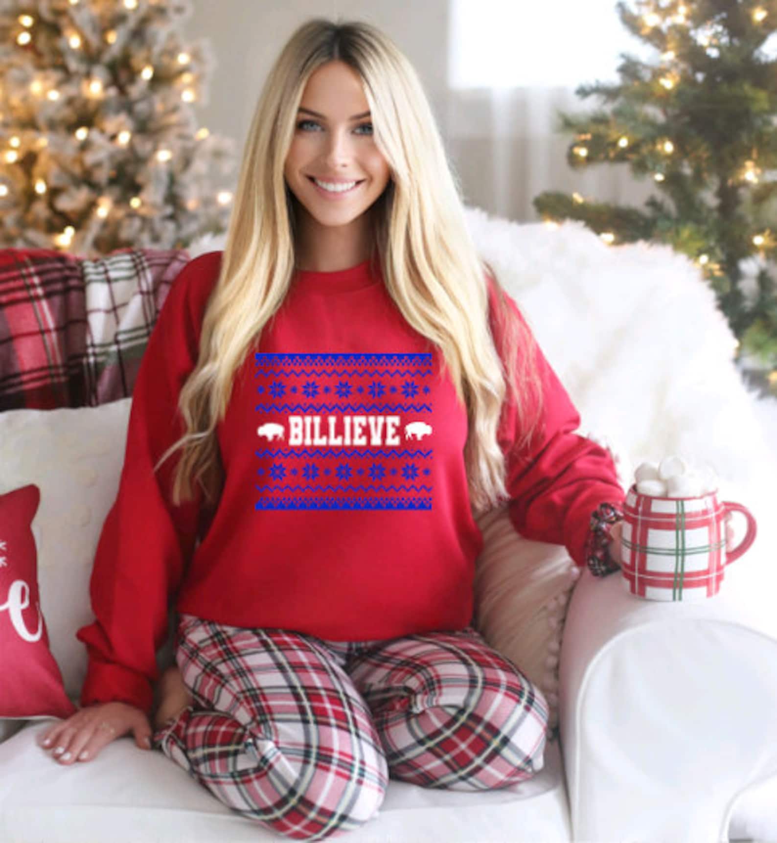 Buffalo Bills Christmas Sweater Billieve Crewneck Sweatshirt - Etsy