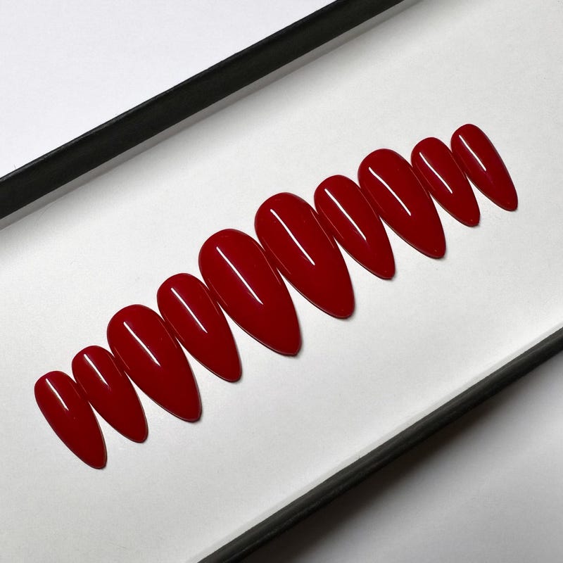 Custom Nails Red Tip - Etsy UK