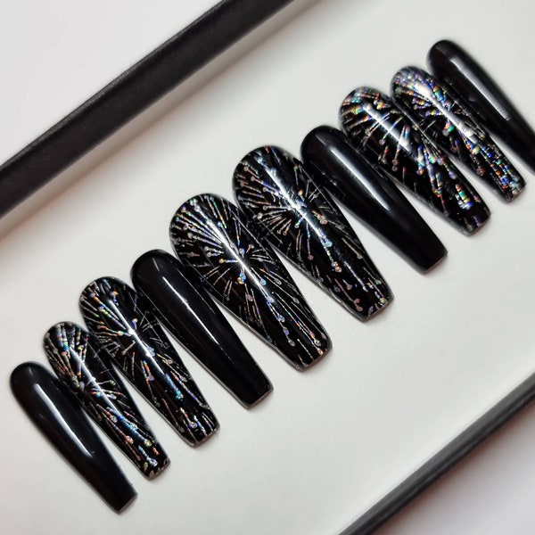 Hand Painted Fake Nails - Etsy